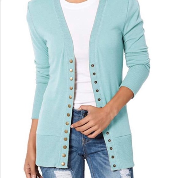 Sweaters | Mint Colored Buttondown Snap Front Cardigan | Poshmark